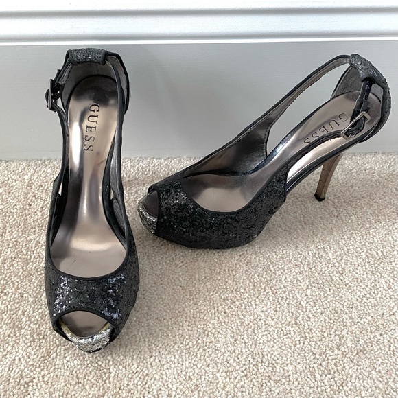 Guess | Shoes | Guess Sequin Platform Party Heels | Poshmark